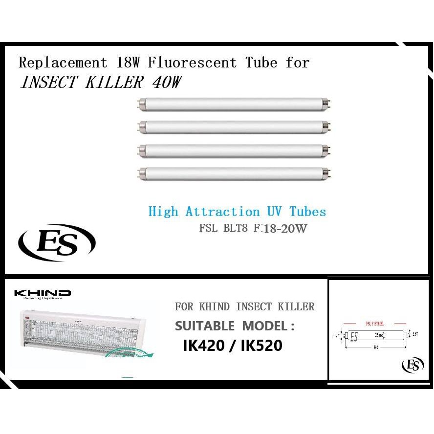 UV Tube for Replacement KHIND IK520 Insect killer 18w | Shopee Malaysia