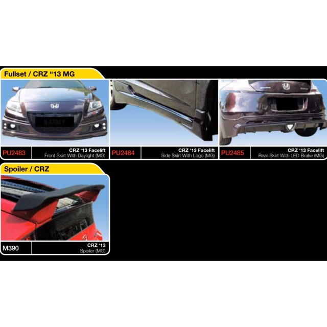 Honda CR-Z Crz ZF2 2013 2014 2015 2016 facelift mugen bodykit body kit ...