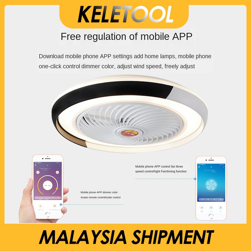 led ceiling fan light 50cm APP smart remote control fans lights ...