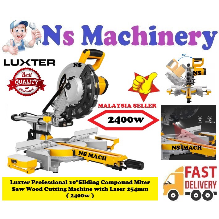 Luxter Professional 10"Sliding Compound Miter Saw Aluminum Wood Plastic ...