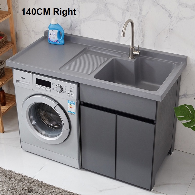 Aluminum Balcony Washing Machine Cabinet With Basin Quartz Waterproof ...