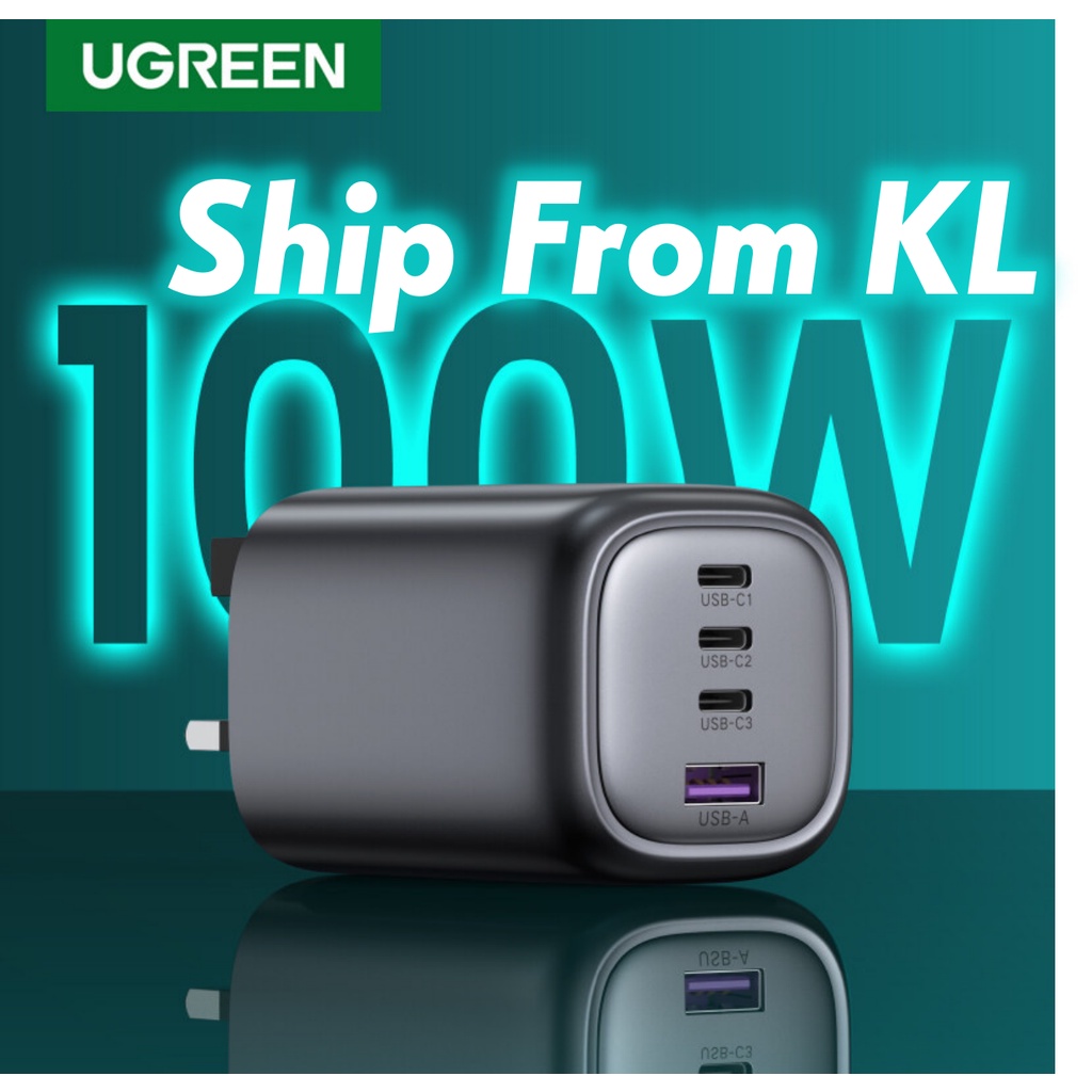 UGREEN 100W USB C Wall Charger 4 Port USB A GaN Adapter Quick Charge Macbook Pro iPad Air iPhone ...