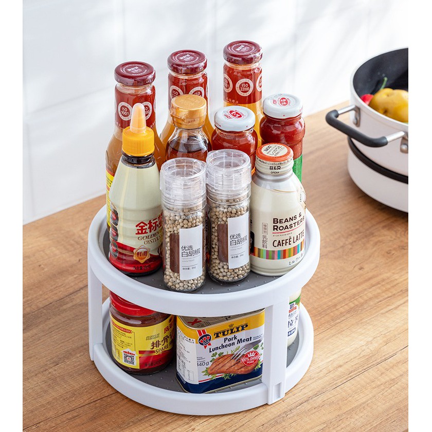 2 Layer 2 Tier Lazy Susan / Rotating Tray / Storage Turntable / Space ...