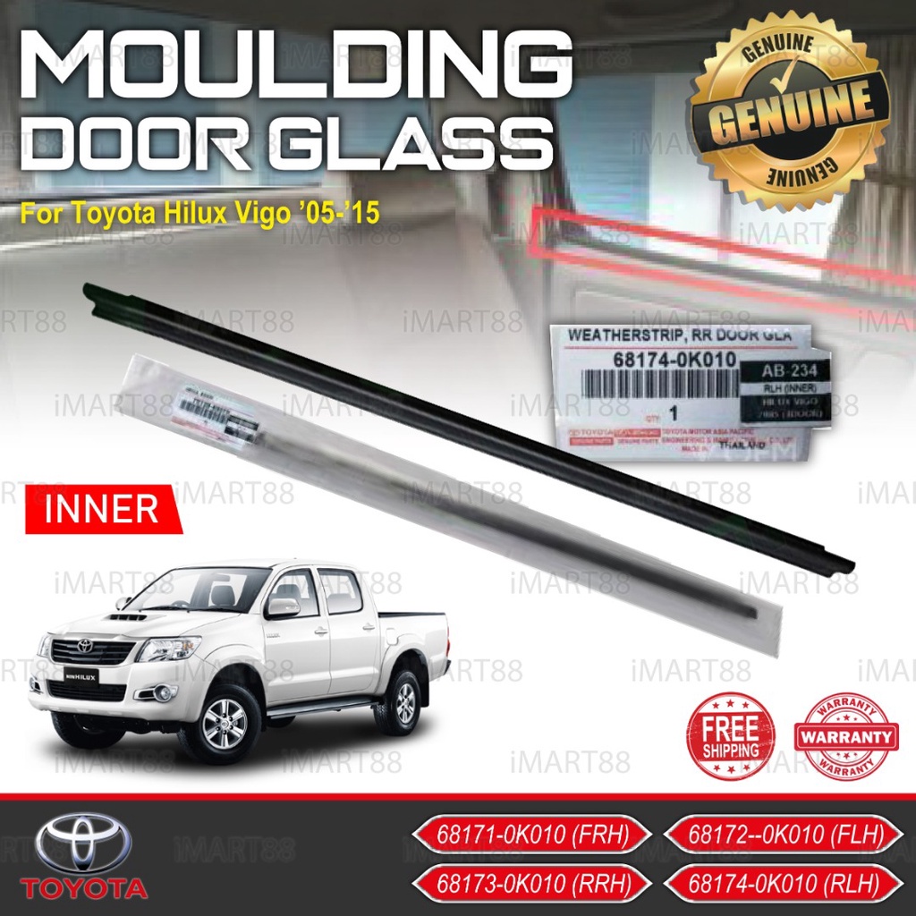 ORIGINAL TOYOTA HILUX KUN25 KUN26 INNER GLASS DOOR MOULDING SEAL RUBBER ...
