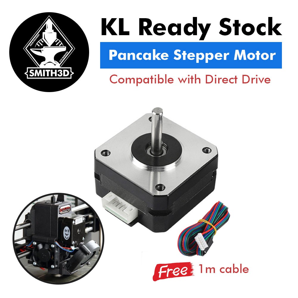 Pancake Stepper Motor Nema17 Lightweight with 1m Cable 23mm 1.8 Degree ...