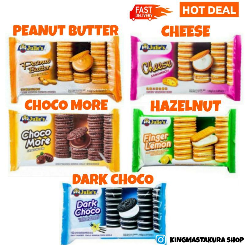 💥JULIE'S SANDWICH BISCUIT💥 PEANUT BUTTER | CHEESE |CHOCO MORE | FINGER ...