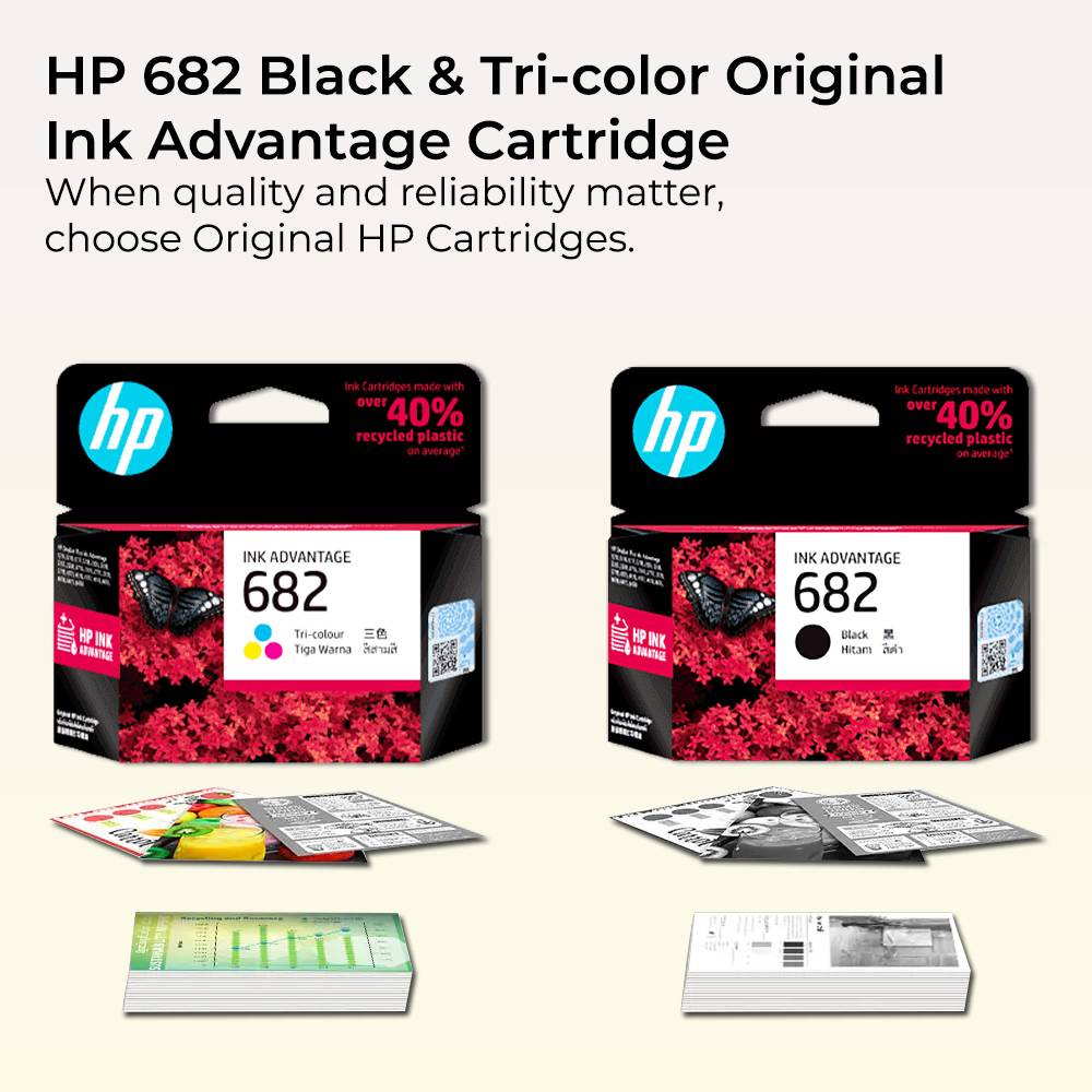 HP 682 Ink Cartridges - Black & Color with High Page Yield for DeskJet ...
