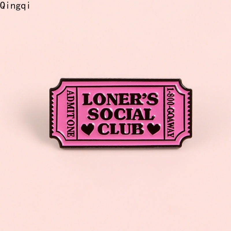 Pink Ticket Permit Enamel Pin Loners Club Brooch Lapel Badges Introvert ...