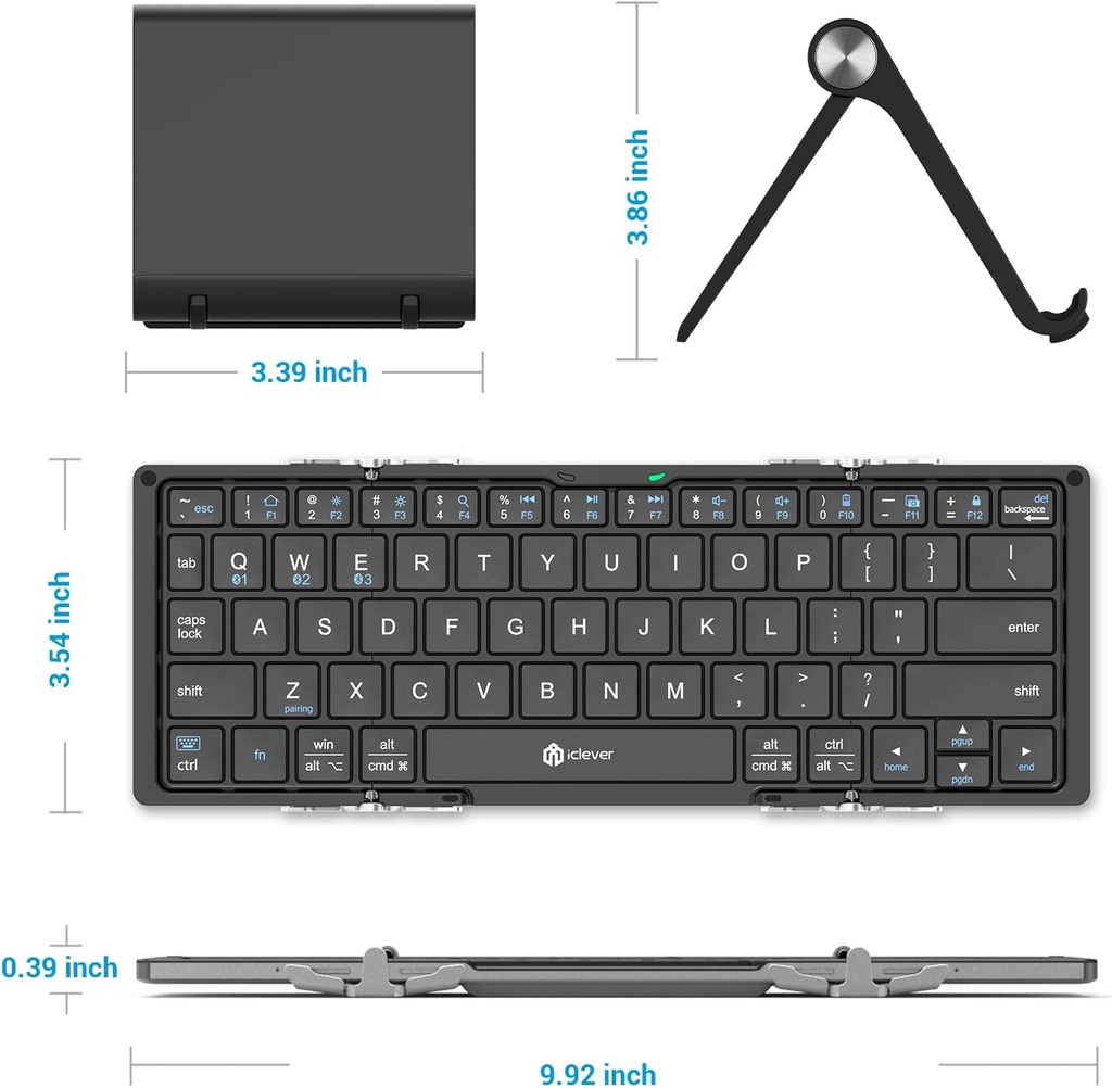 iClever BK03 Portable Keyboard with Stand Holder (Sync Up to 3 Devices ...