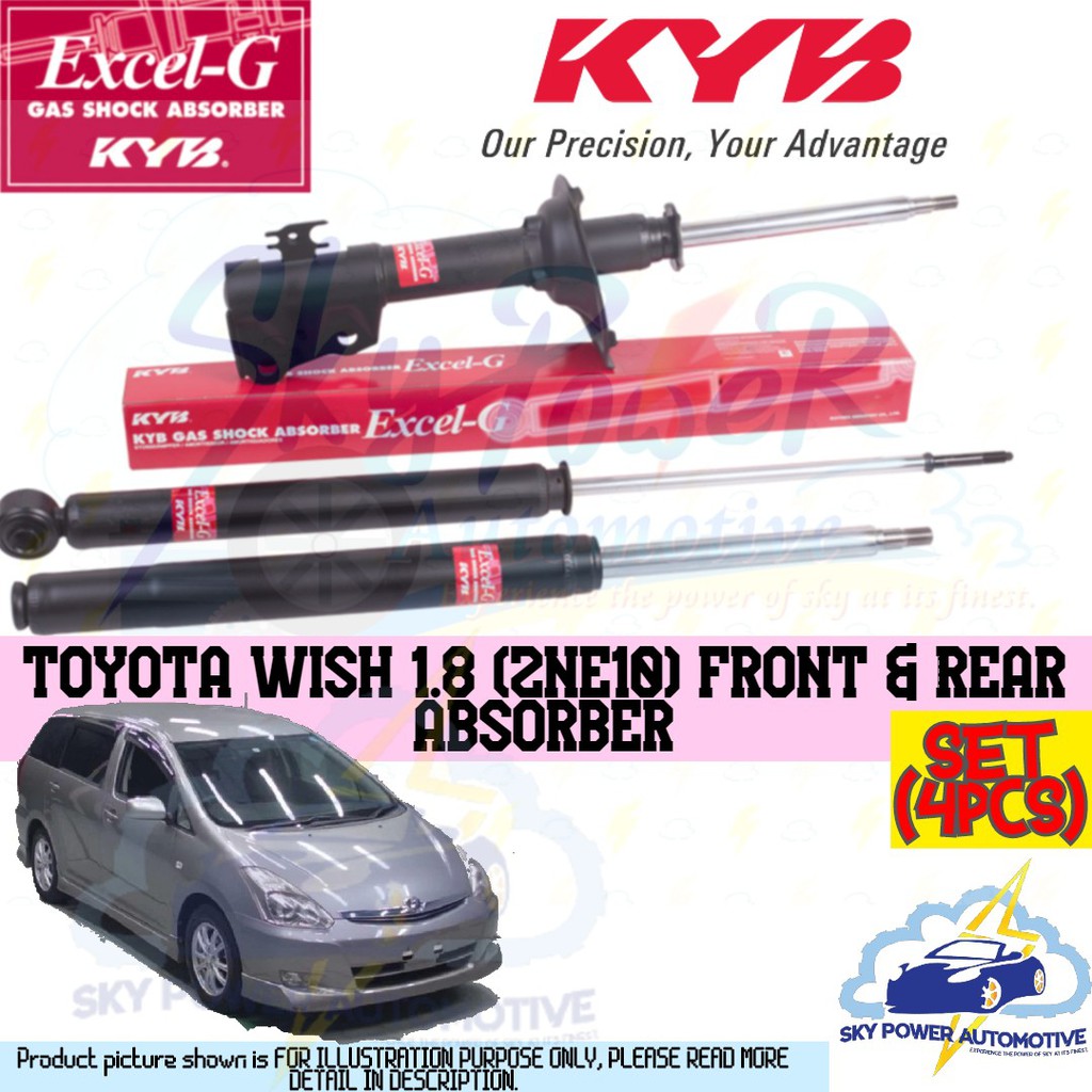 TOYOTA WISH 1.8 (ZNE10) KAYABA (KYB) EXCEL-G GAS SHOCK ABSORBER (FRONT 2PCS + REAR 2PCS = SET ...