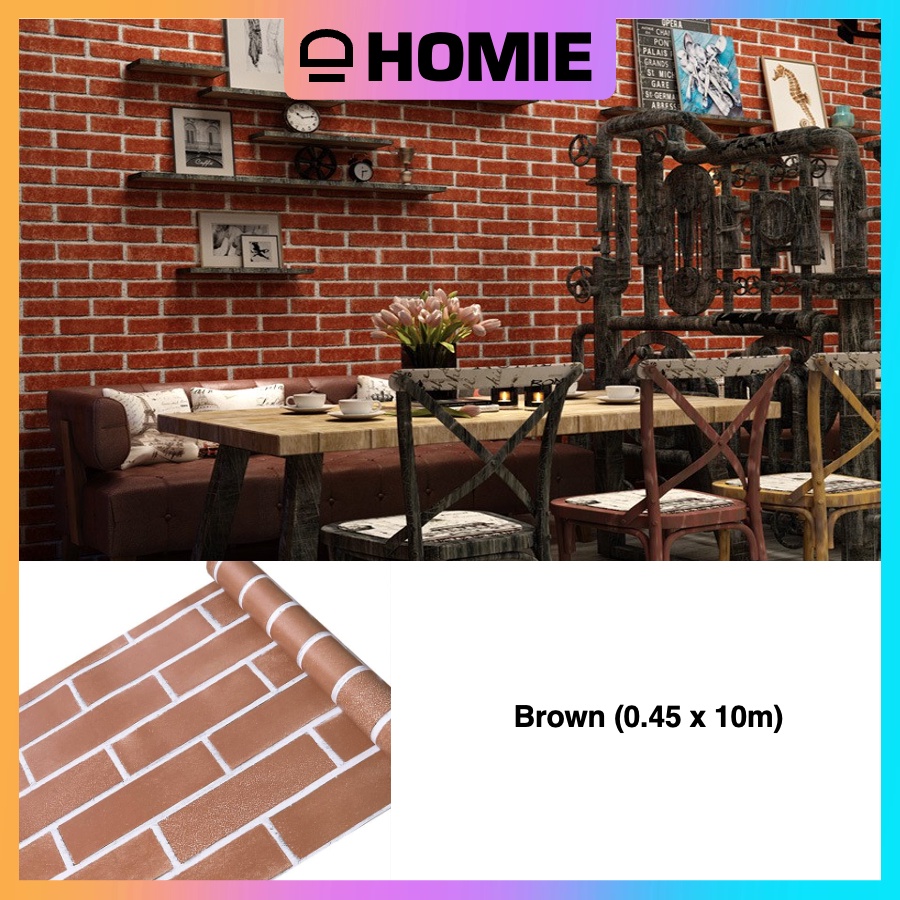 HOMIE 45cm x 10m Brick Wallpaper / Kertas Dinding Bata / Wall Sticker ...