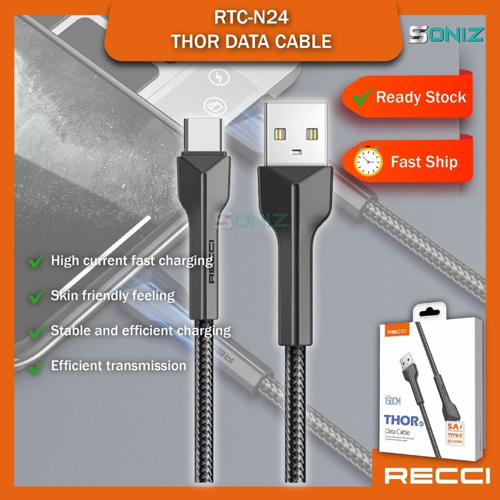 Recci RTC-N24 Type-C 150CM USB thor data cable | Shopee Malaysia