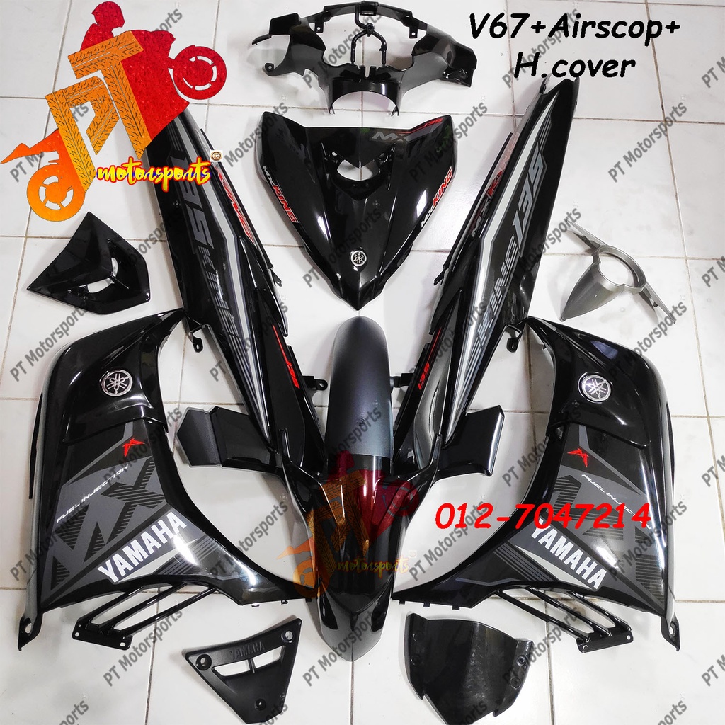 Yamaha Lc 135 Cover Set Bodyset Full Black MX KING Black V2 V3 V4 V5 V6 V7 34 OEM / HLY Original ...