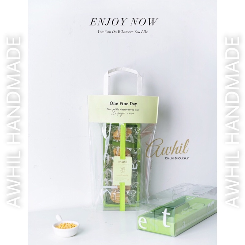 🔥Ready Stock🔥Transparent Cover Light Green GIFT BOX/Paper Bag/Cookies ...