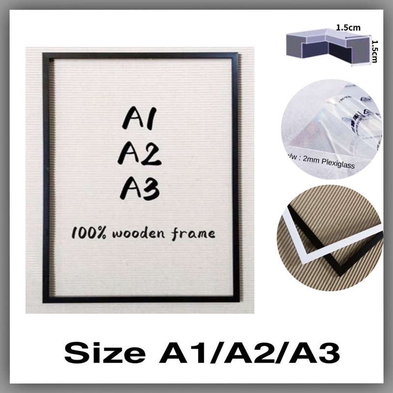 Frame 100% wooden or fibre A1 / A2 /A3 MALAYSIA | Shopee Malaysia