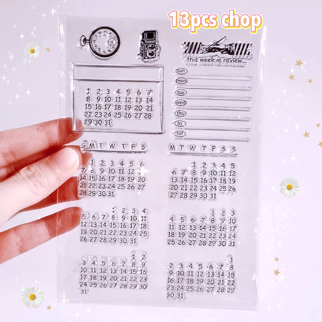 Fluff's Calendar Stamp Monthly Stamp Planner Stamp Transparent Silicone ...