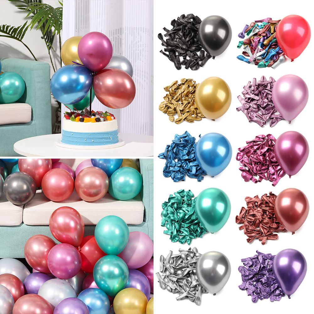 100PCS Metal balloons 5 "metallic shiny chrome latex balloons Birthday ...