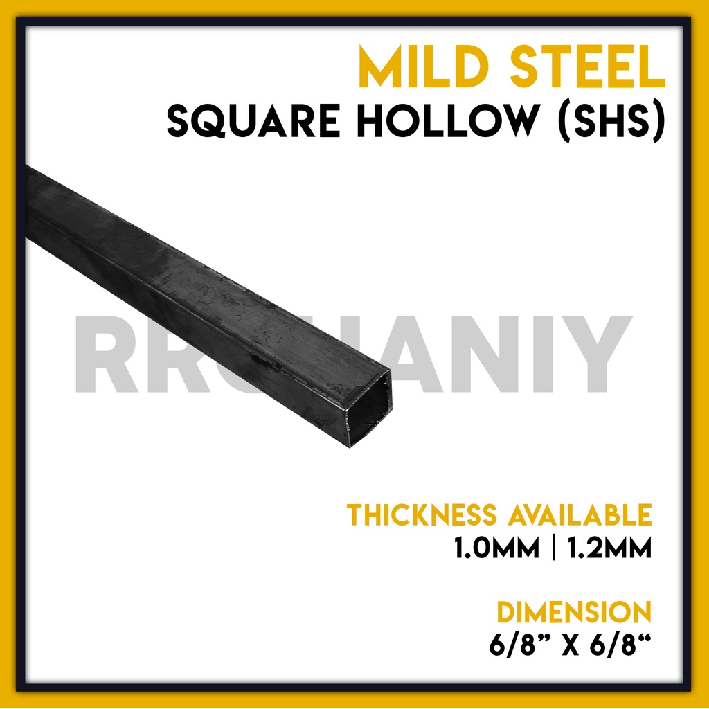 MILD STEEL (BESI) SQUARE HOLLOW STEEL (SHS) 6/8 INCH x 6/8 INCH - 1 FT ...