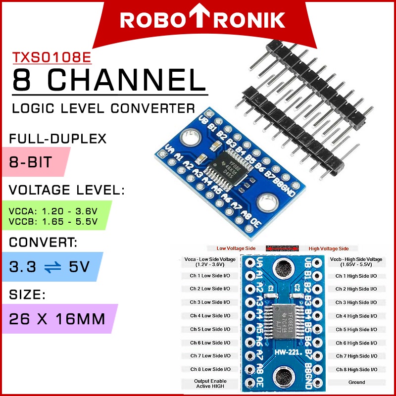 Logic Level Converter (Bi-Directional) Module 4 / 8 Channel TXS0108E ...