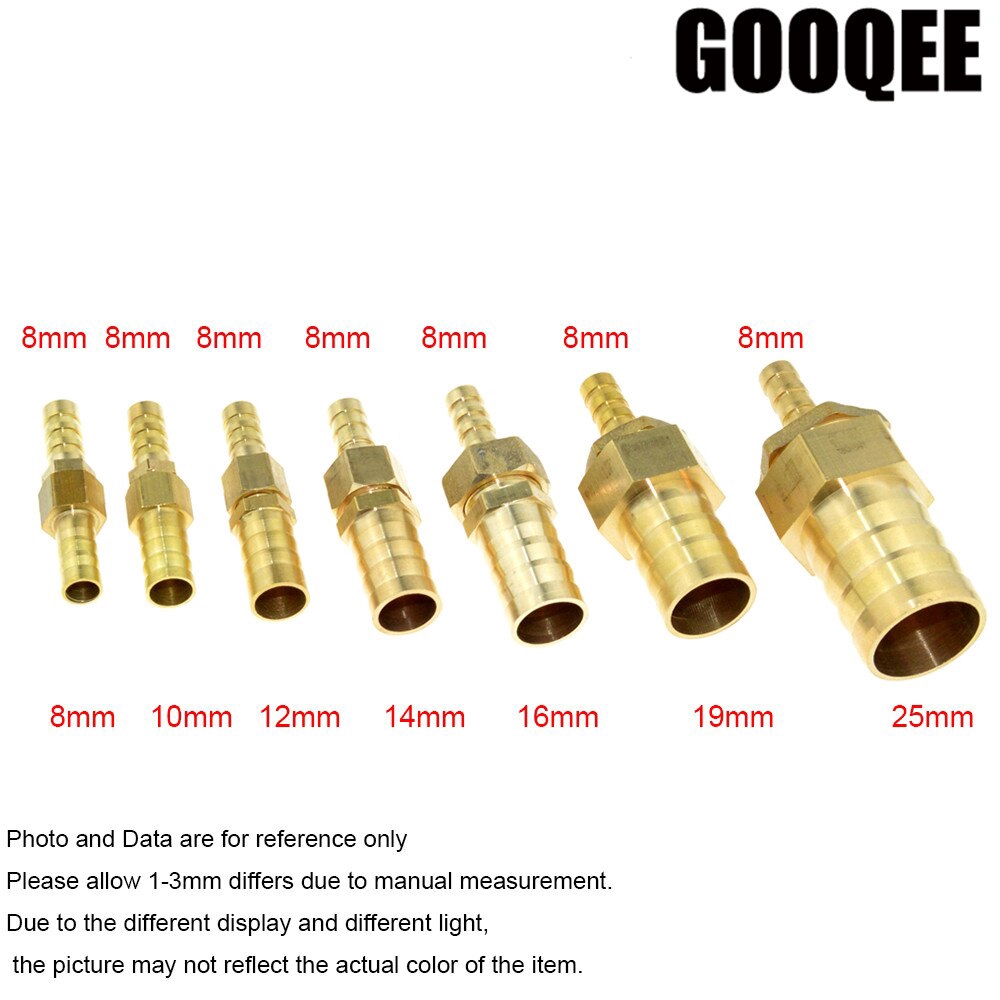 1pcs Brass Copper 8mm Hose Barb Pipe Fitting to 10/12/14/19mm OD Raccord Barb Reducer Air Tube ...