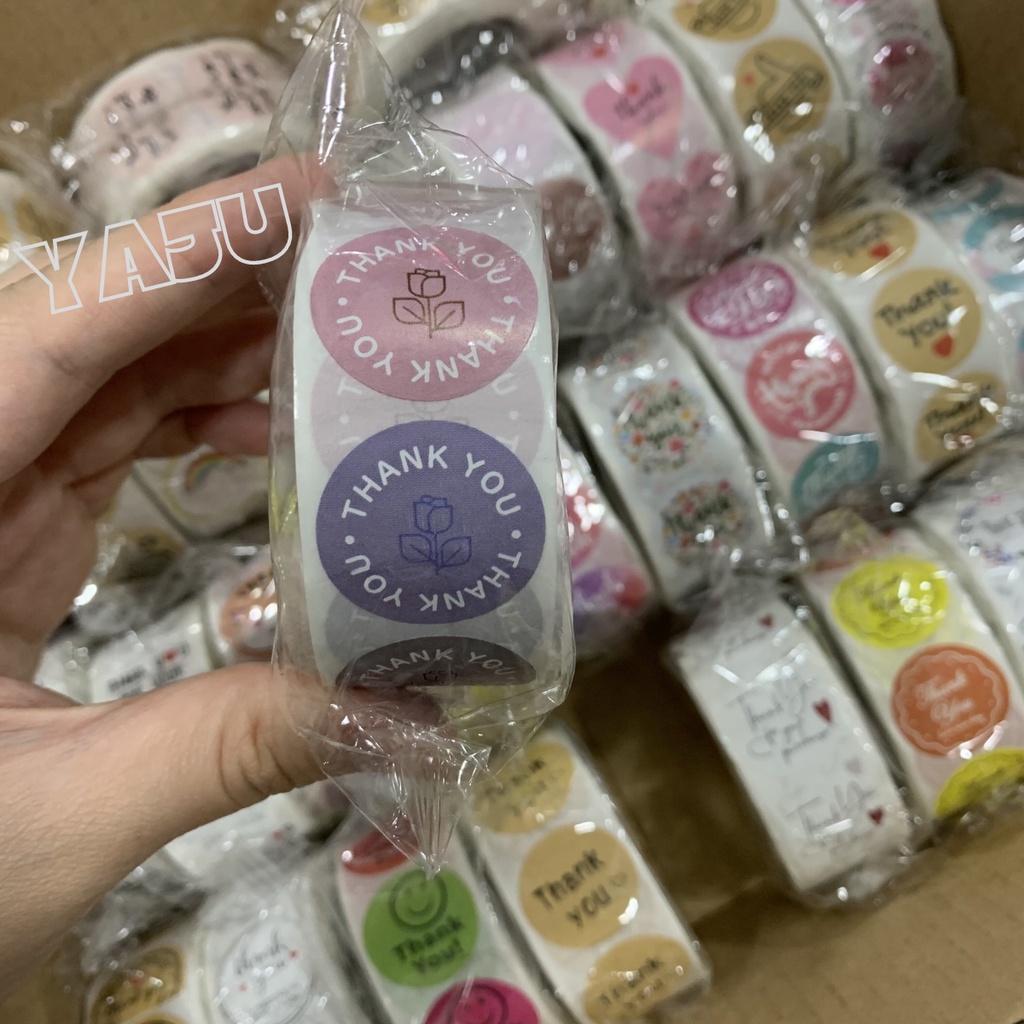 【YAJU!】Thank You & Handmake Sticker 25MM Label Seal Love Terima Kasih ...