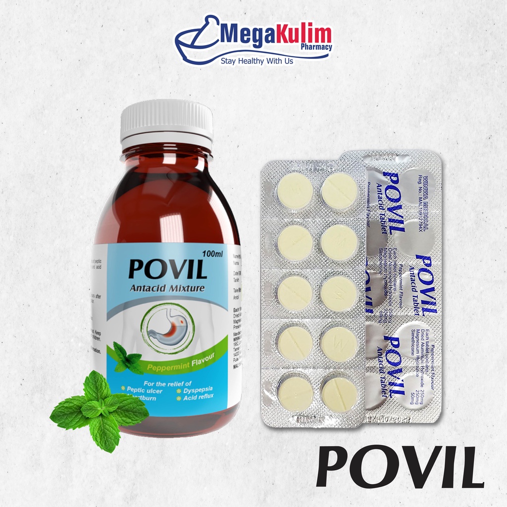 Povil Antacid Syrup 100mL / Tablet 10's | Shopee Malaysia