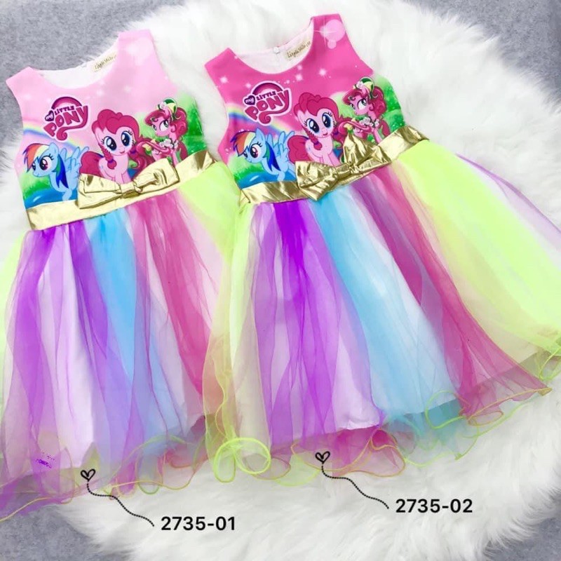 My Little Pony Dress Rainbow Color Cartoon Girl Gown | Shopee Malaysia