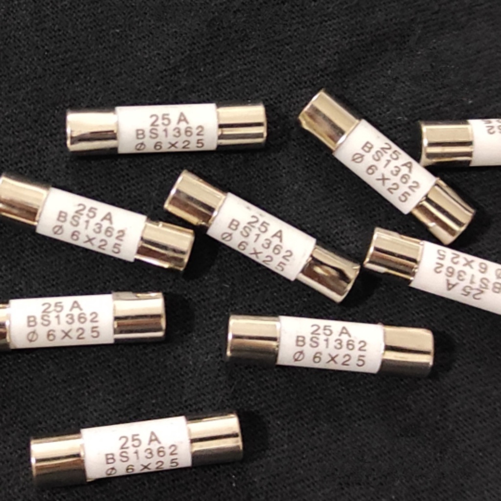 10 Biji 25A 25mm BS1362 6x25mm Ceramic Fuse Plug top Fuse | Shopee Malaysia