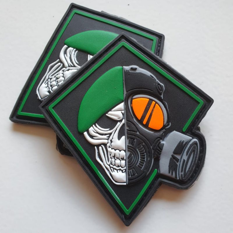 HIJAU Green Beret skull logo rubber patch - tni ad - skull rubber patch - velcro rubber emblem ...
