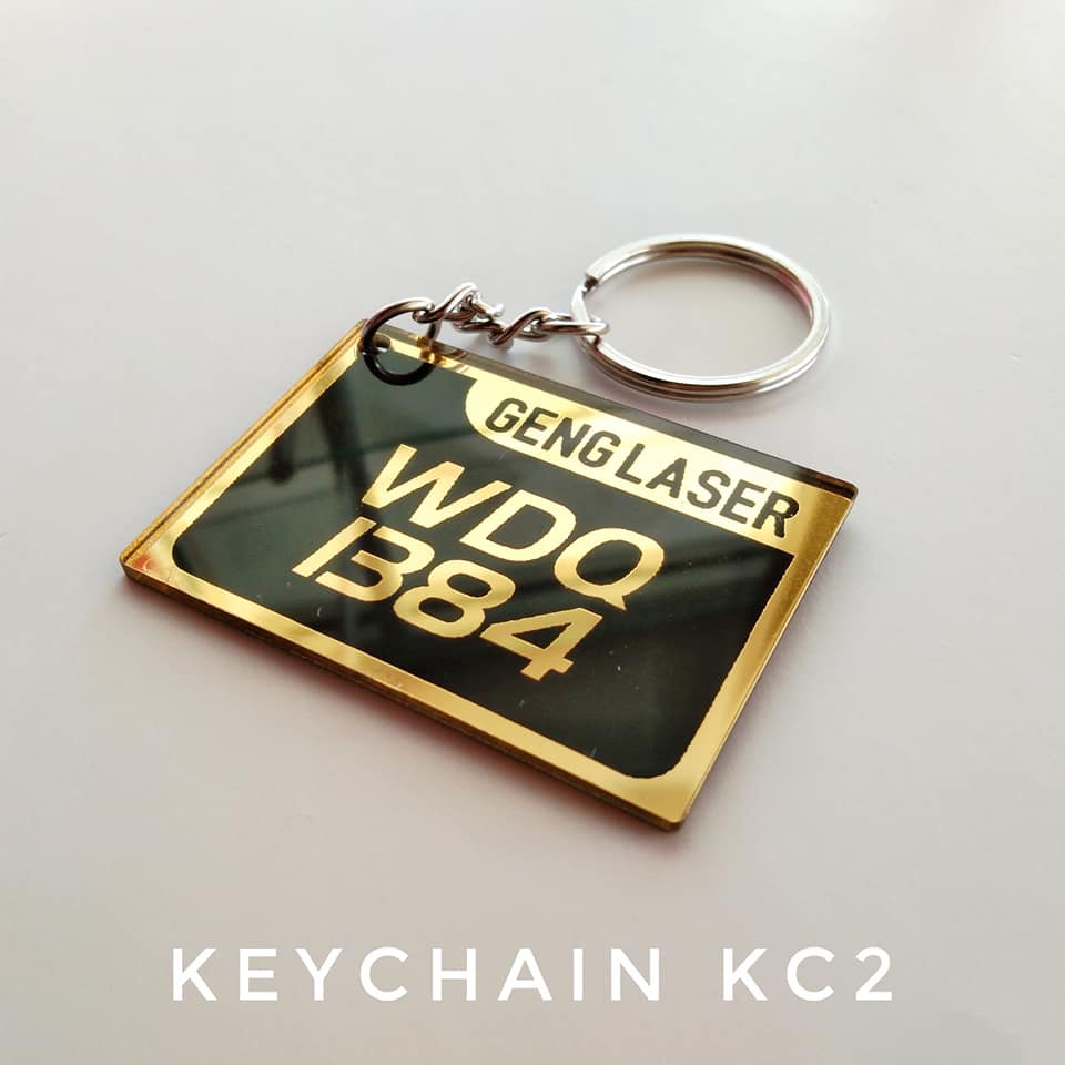 (Top Craft) Keychain Kereta Motor Nombor Plate Mirror Gold Kustom ...