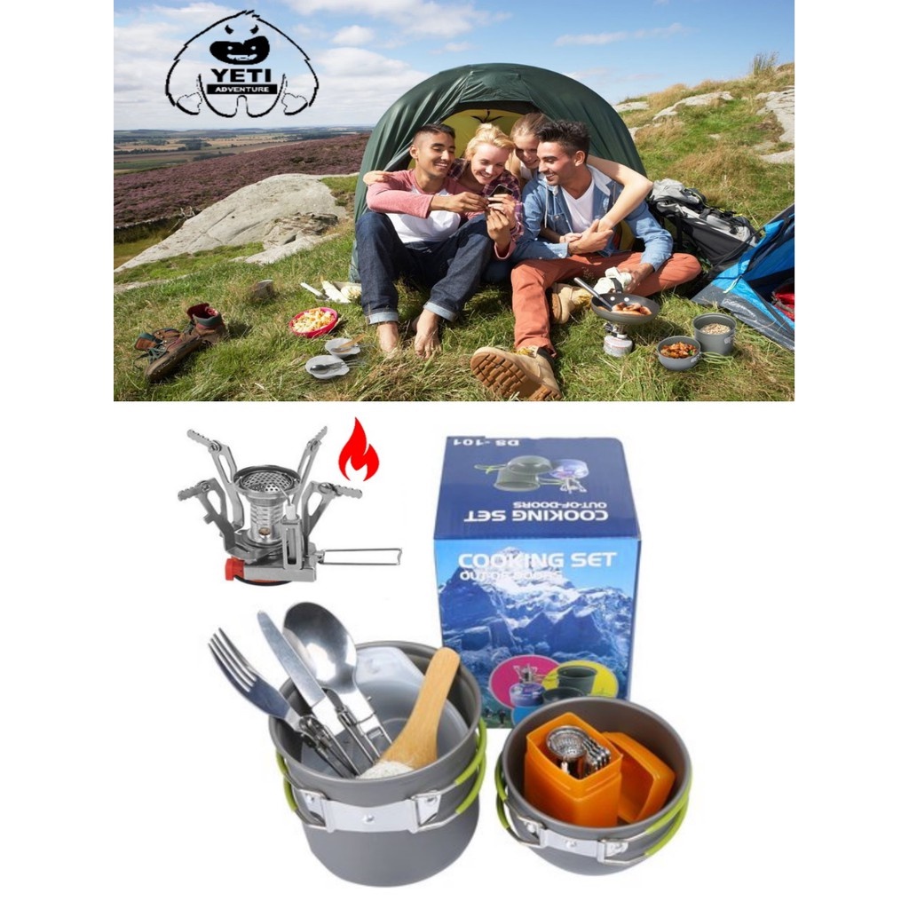 Outdoor Camping Cookware Set / Mestin Portable Gas Stove Hiking ...