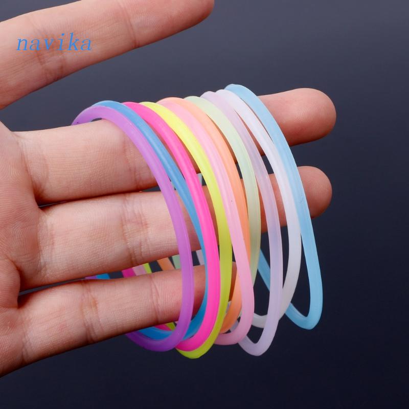 NAV 10x Neon Fluorescent Wristband Silicone Rubber Luminous Bracelets ...