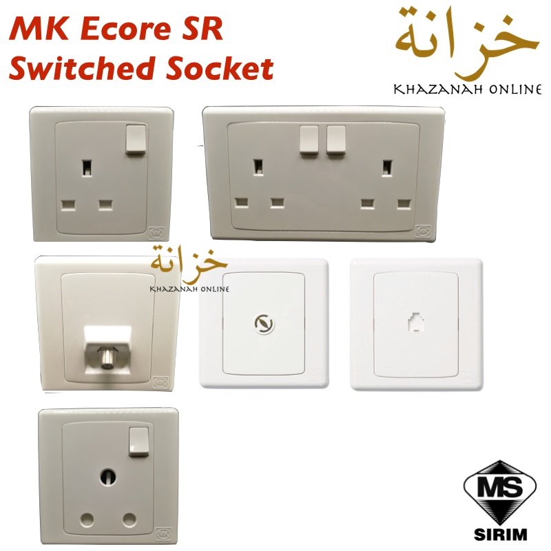 MK Ecore SR 1 Gang / 2 Gang / 15A / RJ11 / Tv outlet socket | Shopee Malaysia