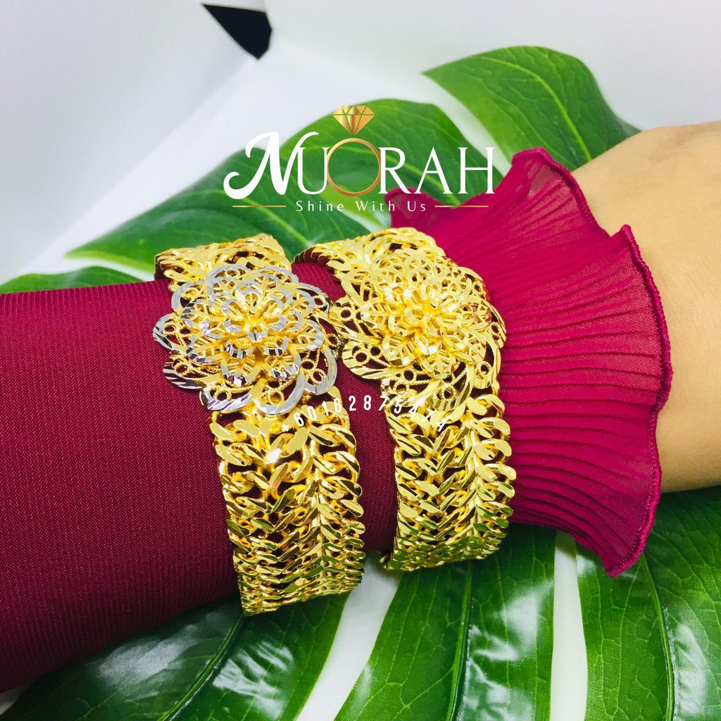 COP 916 ⚡️RT LIPAN KAIT 3 MIX BUNGA🌸🔗 Lebar 2.2 cm | Emas Korea ...