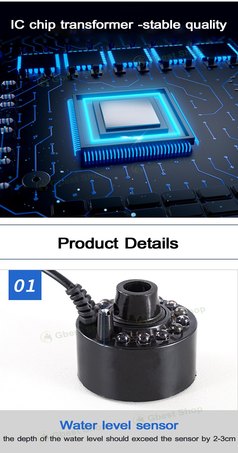 12 LED Ultrasonic Mist Maker Fogger Aquarium For Small Water Fountain ...