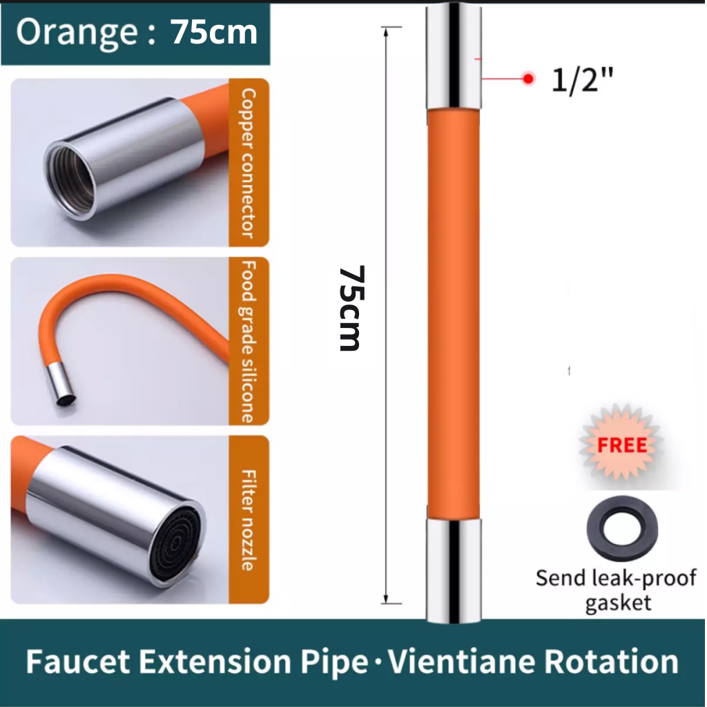 20/30/50/70cm Faucet Extension Extender 360°Free Bending Flexible Hose ...