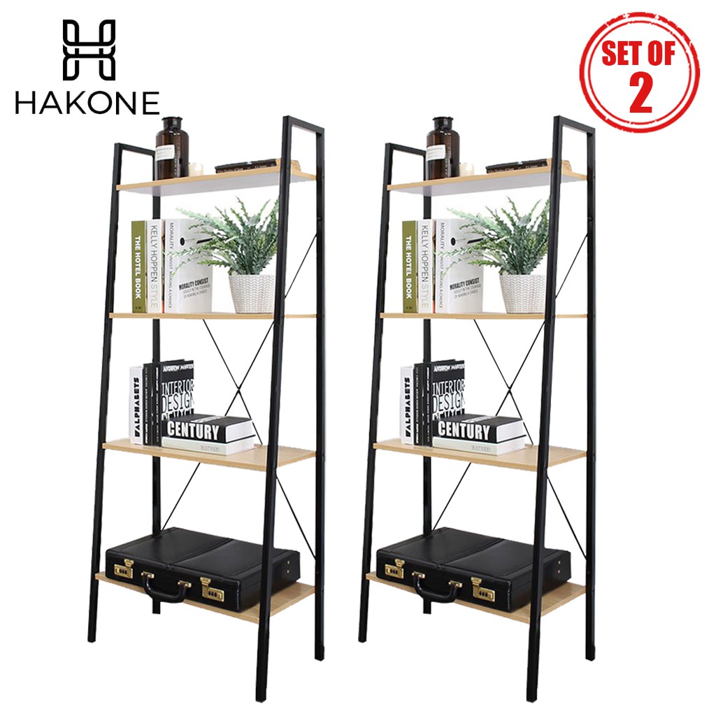 [Set of 2] Hakone 4 Tier Multi Purpose Wooden Display Storage Rack ...