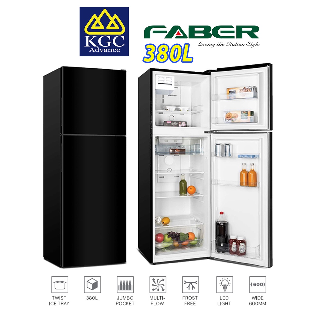 FABER 380L 2 Door Fridge LUSSO 382BK Refrigerator | Shopee Malaysia