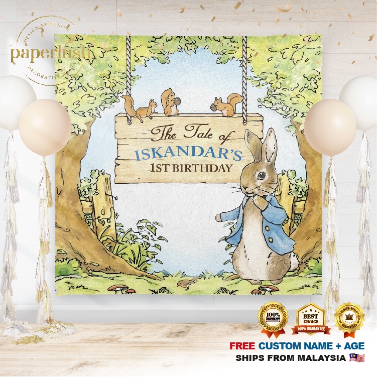 Birthday Banner | Birthday Backdrop | Hari Jadi - Peter Rabbit | Shopee ...