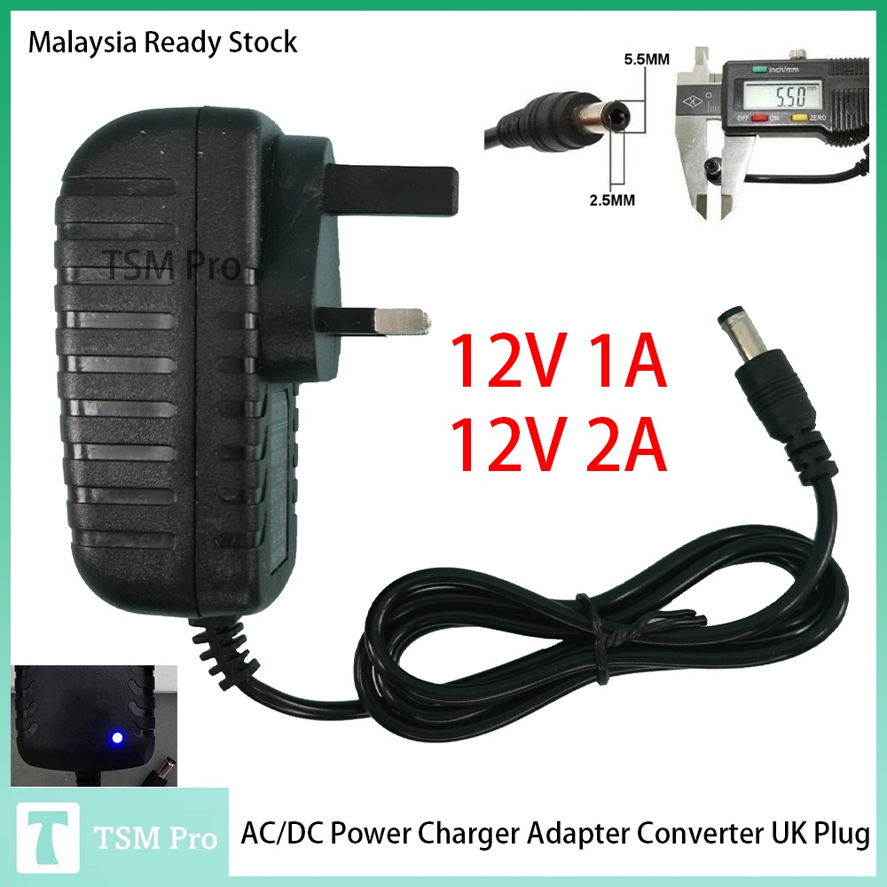 AC/DC Adaptor 12V1A/12V2A 1210/1220Power Charger Adapter Converter UK ...