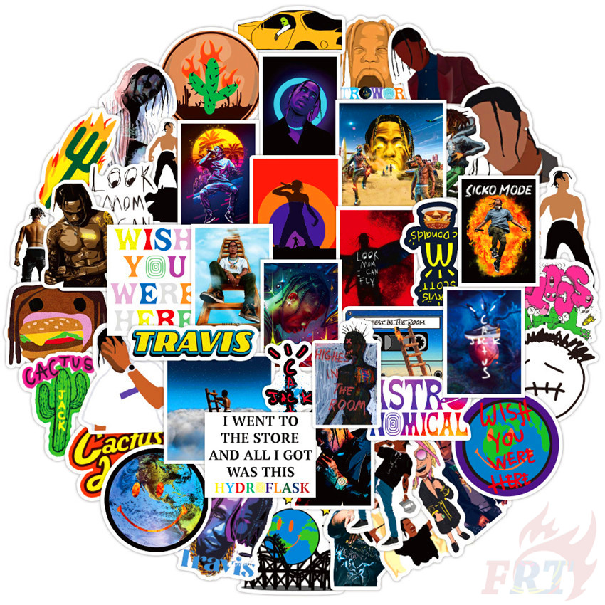 50Pcs/Set Travis Scott Stickers HipHop Rapper Singer DIY Fashion Mixed ...