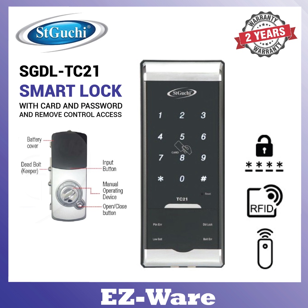ST GUCHI SGDL-TC21 SMART DIGITAL DOOR LOCK | Shopee Malaysia