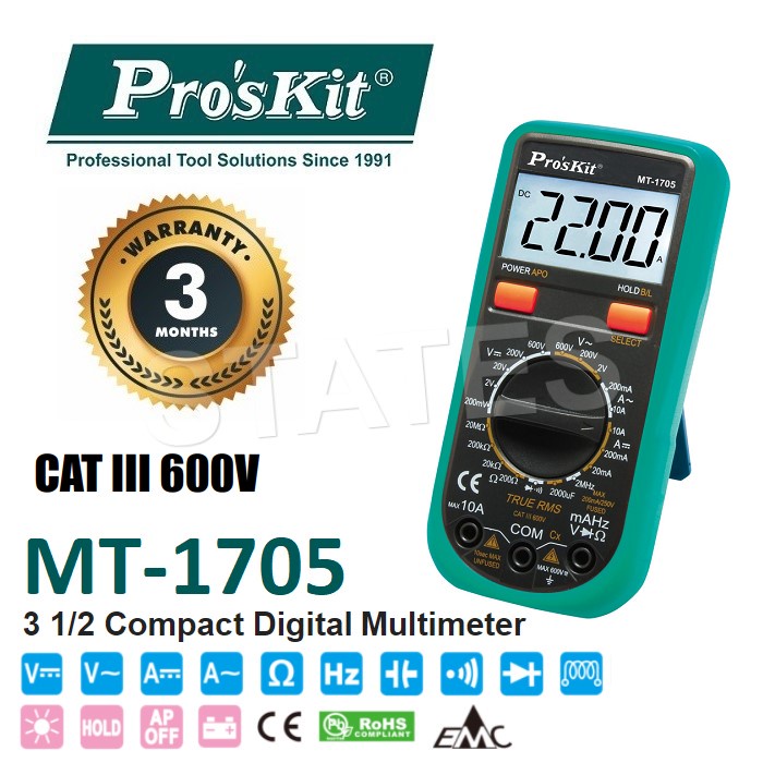 Pro'sKit MT-1705 3½ True RMS Multimeter (Taiwan) | Shopee Malaysia