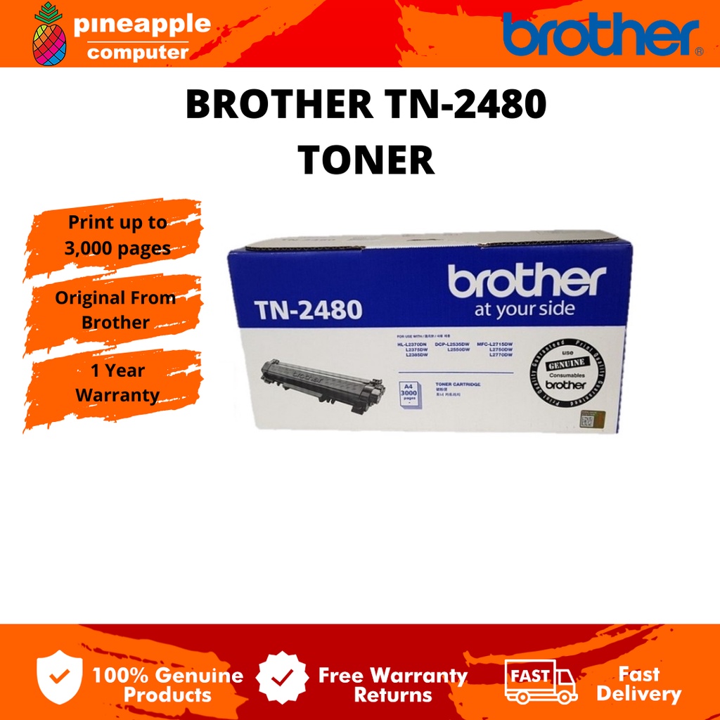 Brother TN-2460/ TN-2480 Black Original Toner Cartridge For HL-L2370DN ...