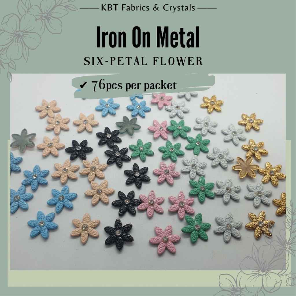 Six-Petal Flower Bunga Enam Kelopak Iron On Metal Alloy Hotfix for ...