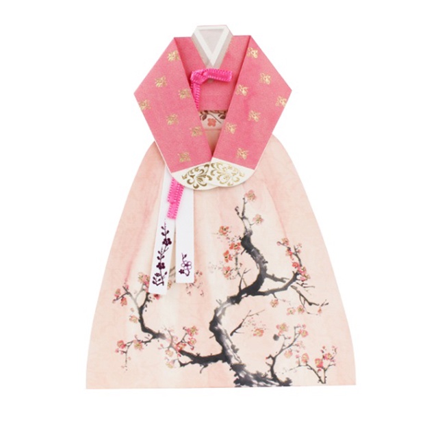 Korean plum flower watercolor Hanbok card Hanbok 한 드 Traditional design ...