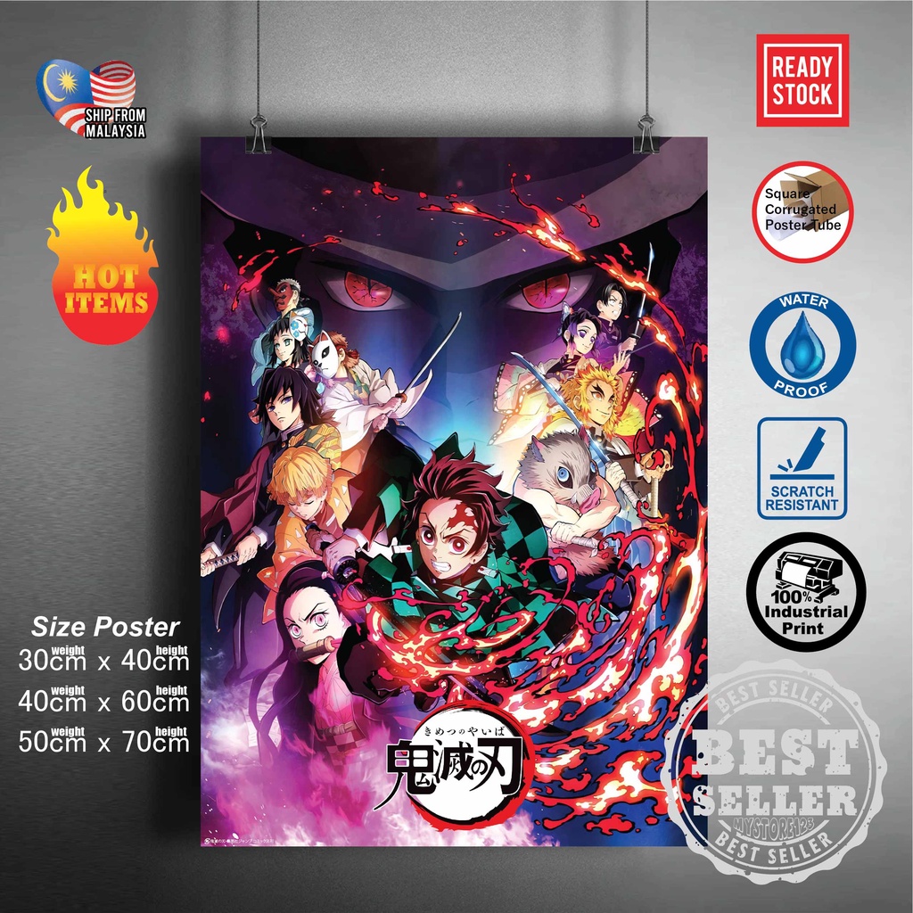 【READY STOCK】Demon Slayer Kimetsu no Yaiba Poster Sticker Anime Poster ...