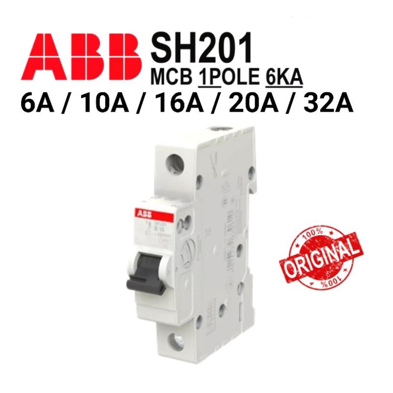 ABB SH201 6A 10A 16A 20A 32A 1P MCB 6kA | Shopee Malaysia