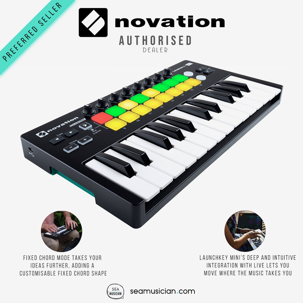 NOVATION LAUNCHKEY MINI 25-KEYNOTE USB KEYBOARD CONTROLLER VERSION MK2 ...