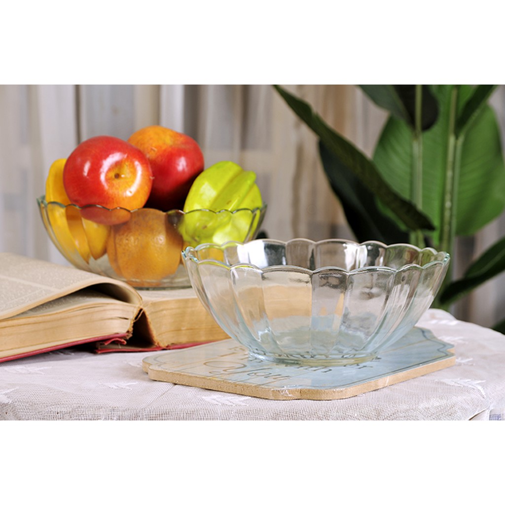3 Pcs Clear Glass Salad Serving Bowl Set Mangkuk Salad Kaca Set 3 Biji ...